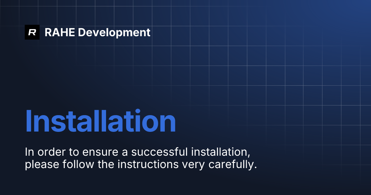 Installation | RAHE Development